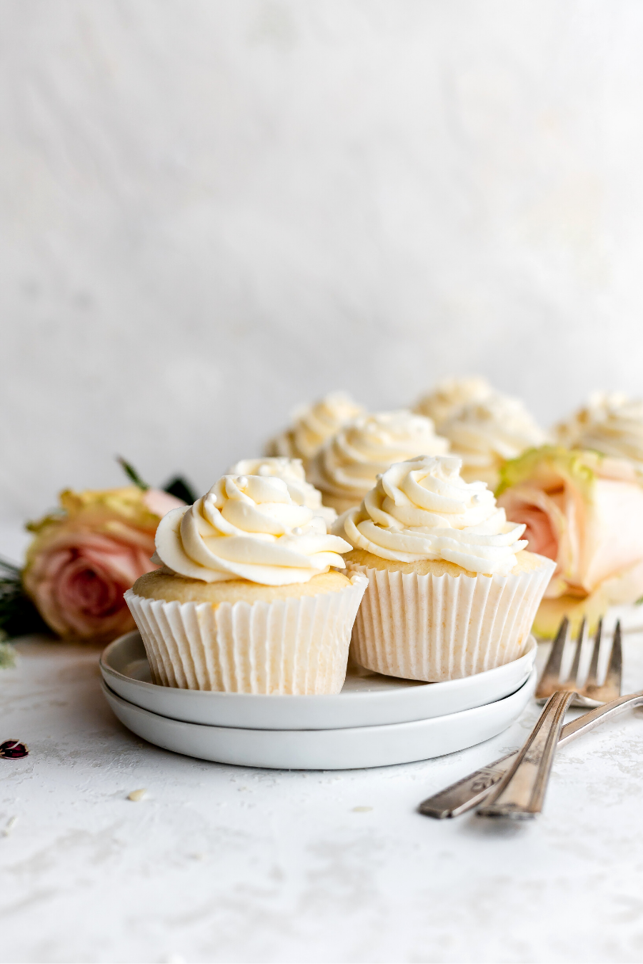 Light Fluffy Wedding Cake Cupcakes Topped With Honey